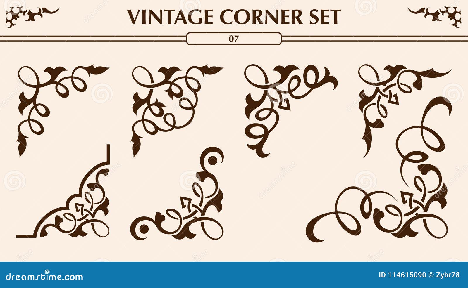 Vintage corner set stock vector. Illustration of design - 114615090