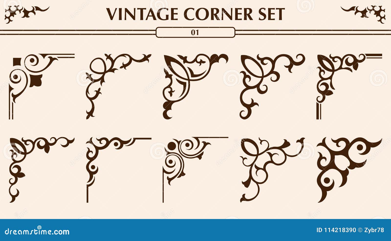 Vintage corner set stock vector. Illustration of flower - 114218390