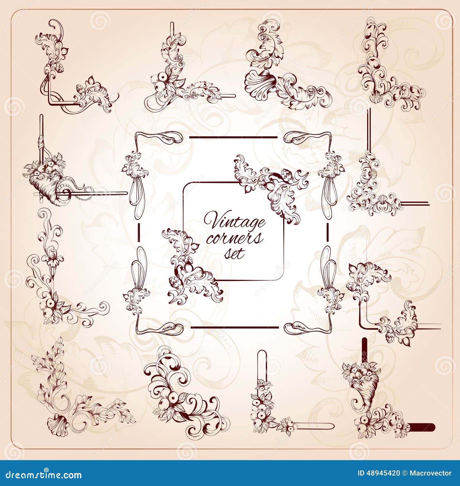 Vintage Corners Set stock vector. Illustration of decorative - 48945420