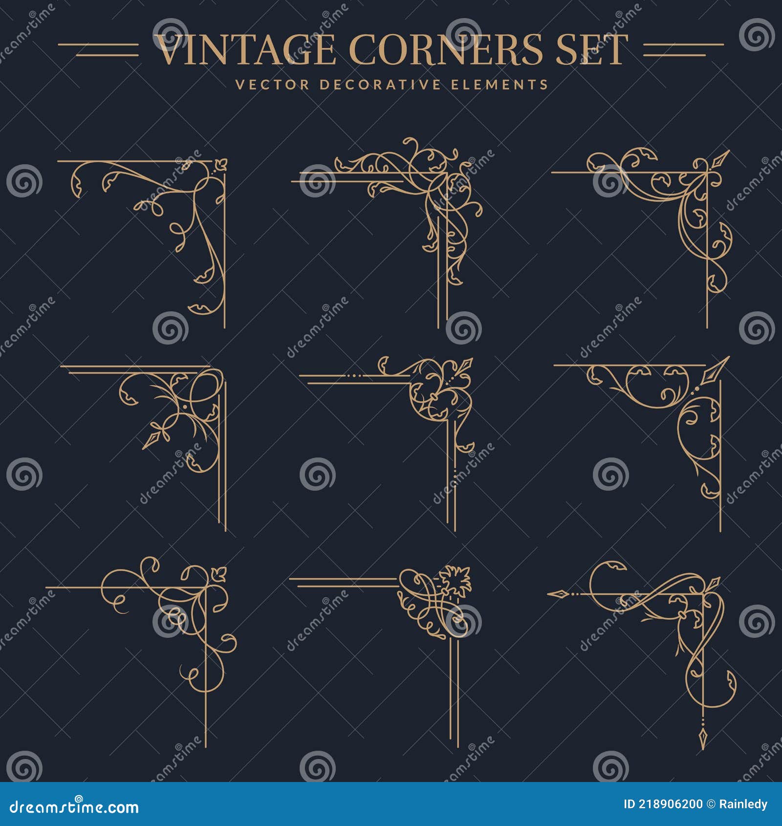 Vintage Corners Set. Vector Decorative Elements Stock Vector ...
