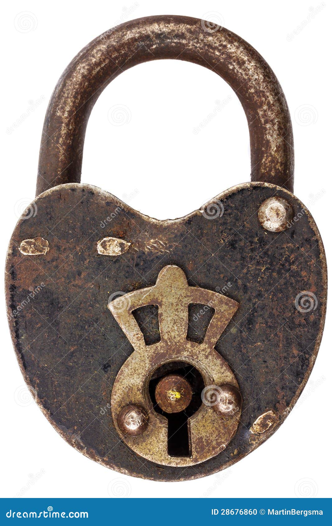 Vintage Corroded Padlock Isolated on White Stock Photo - Image of ...
