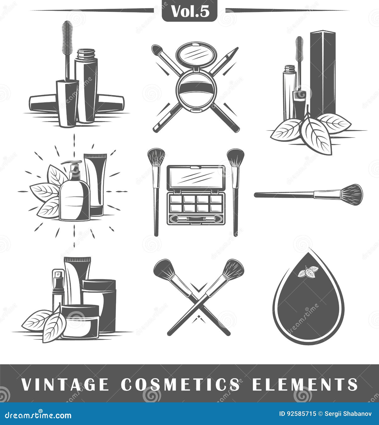 Set Of Vintage Cosmetics Labels, Logos Cartoon Vector | CartoonDealer ...