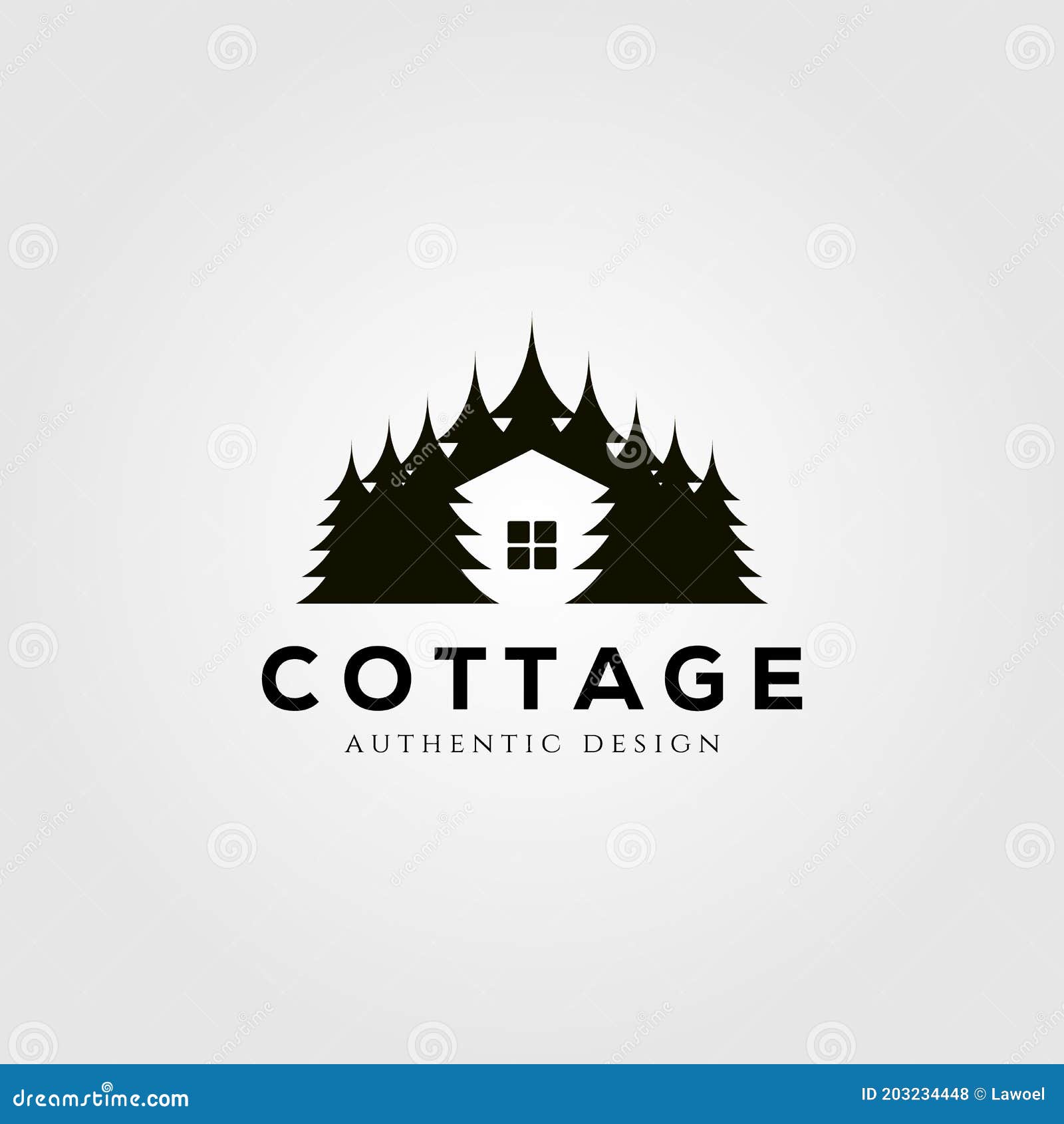 Vintage Cottage House And Tree Style Logo Vector Illustration Icon ...