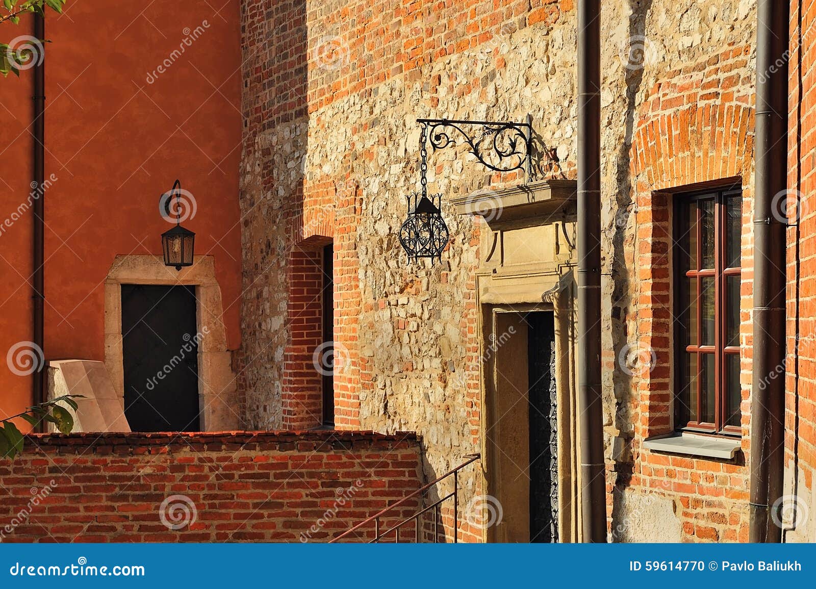 Old Vintage Courtyard With Open Entrance Door And Staircase In Vienna ...