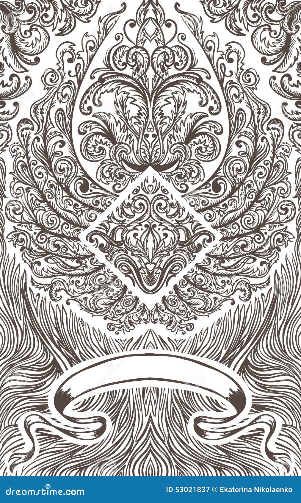 Cover Ornament Pattern Playing Cards Or Book. Vintage Floral Hand Drawn ...