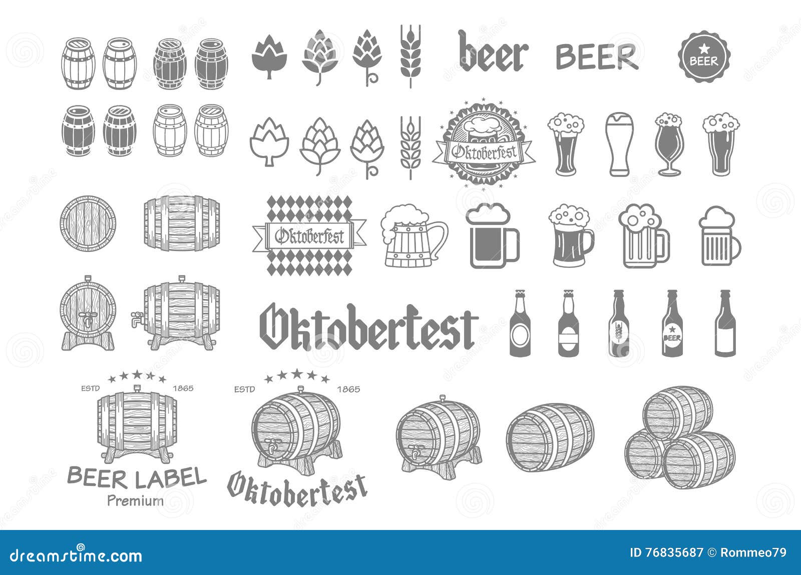 Vintage Craft Beer Brewery Emblems, Labels and Design Elements Vector ...