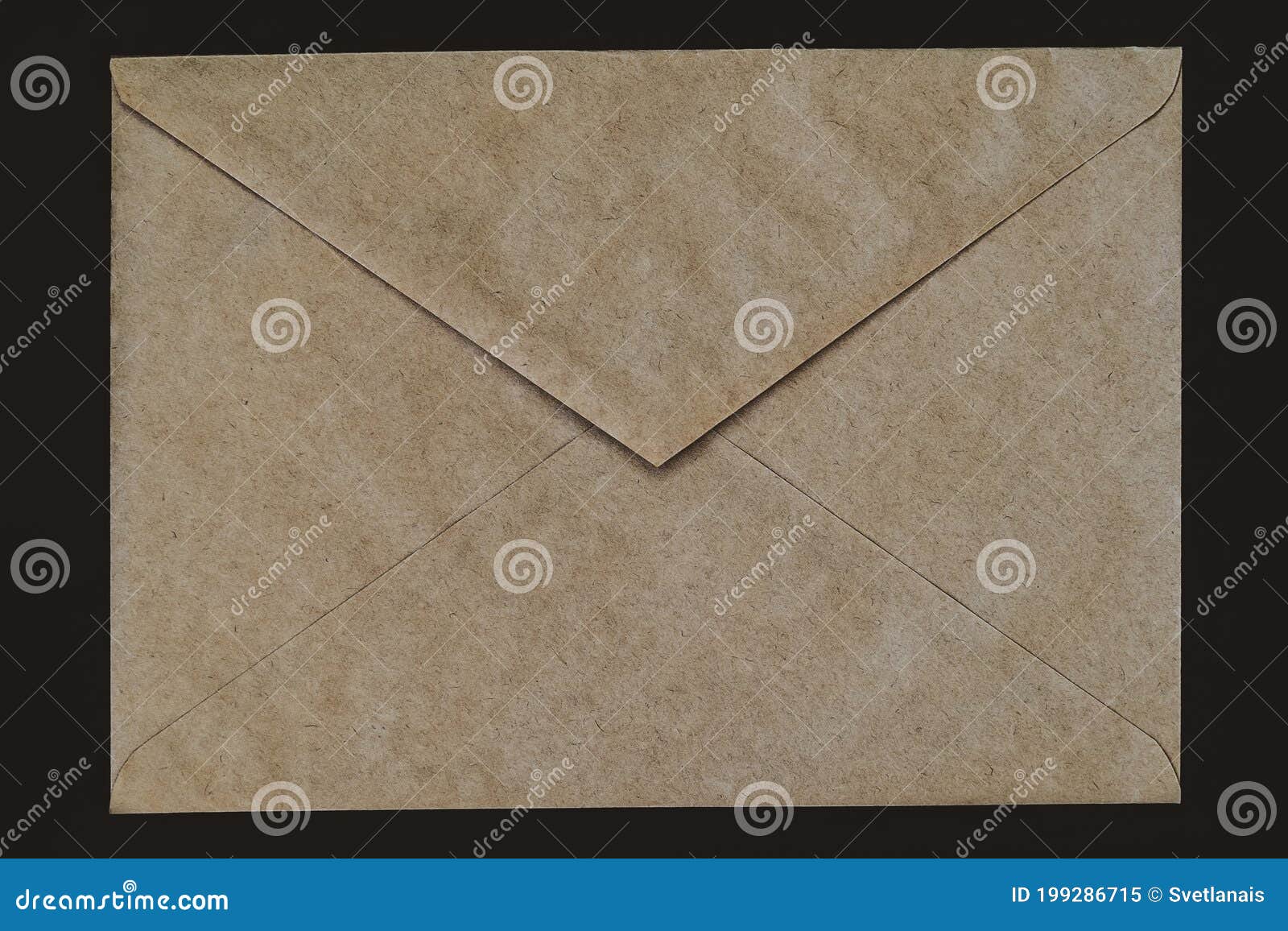 Vintage Craft Paper Envelope, Back Side. Top View. Background for ...