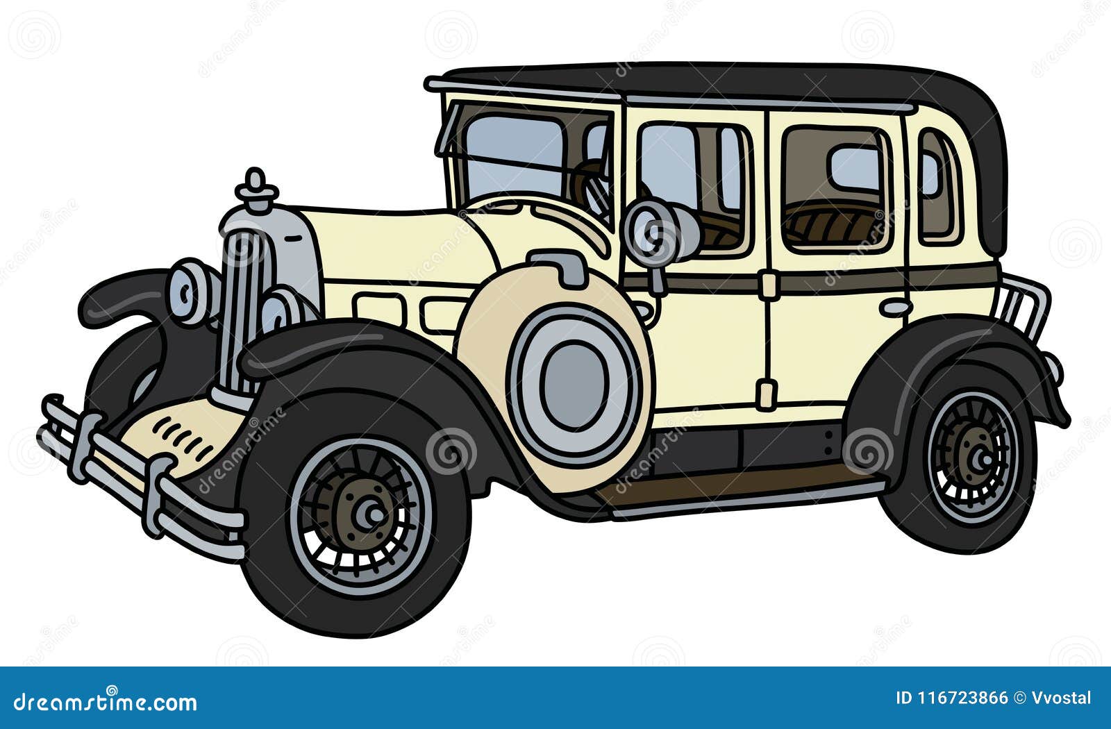 Vintage Cream Cabriolet Vector Illustration | CartoonDealer.com #60244880