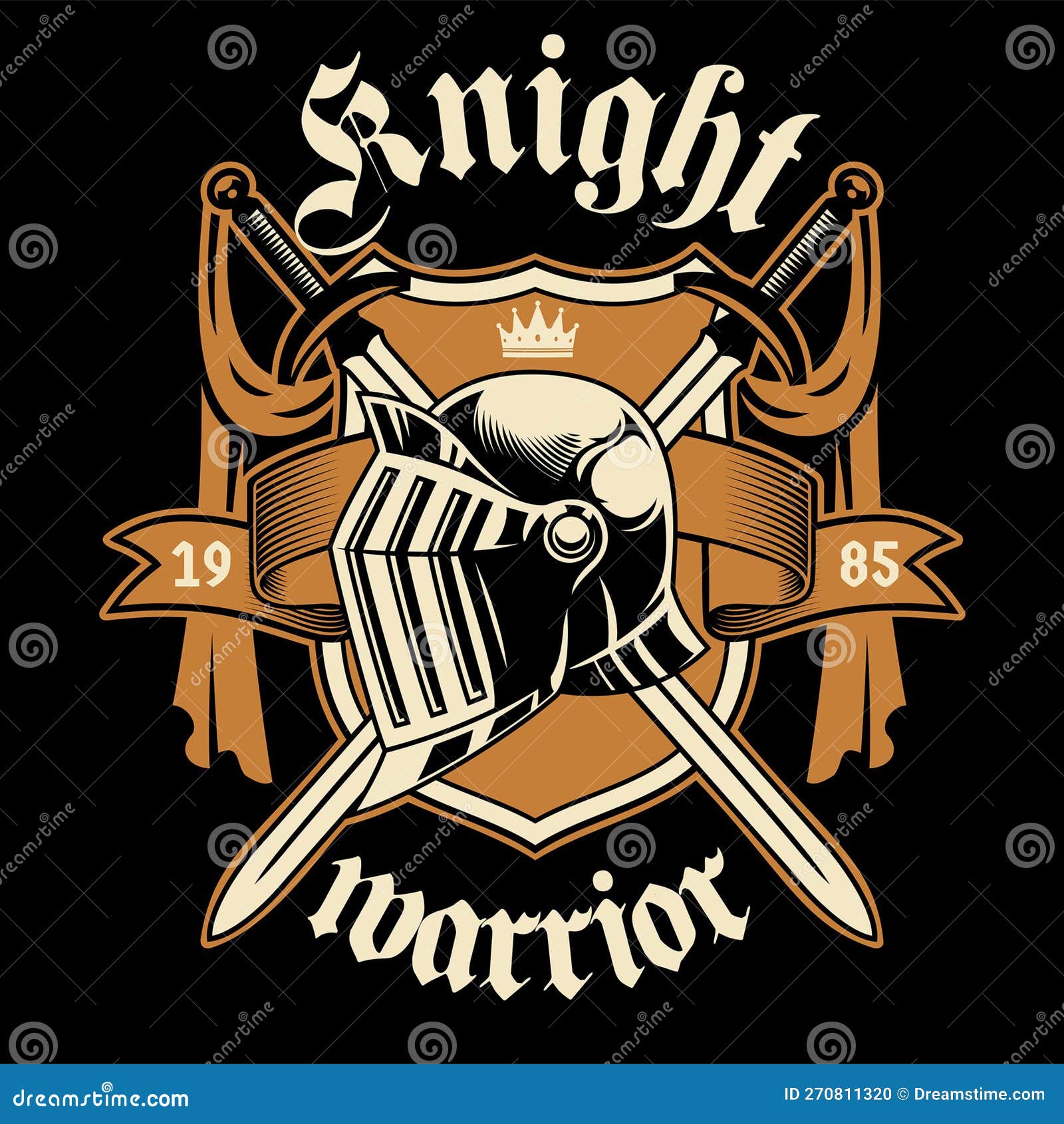 Vintage Crest Knight Medieval Design Stock Vector - Illustration of ...