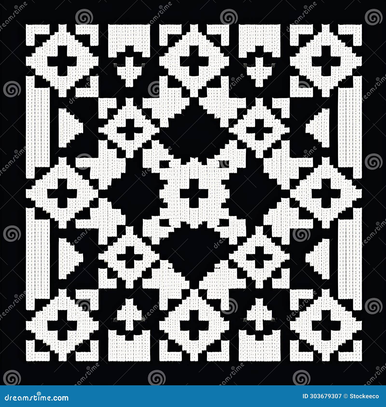 Vintage Cross Stitch Pattern with Bold Chiaroscuro Contrast Stock ...