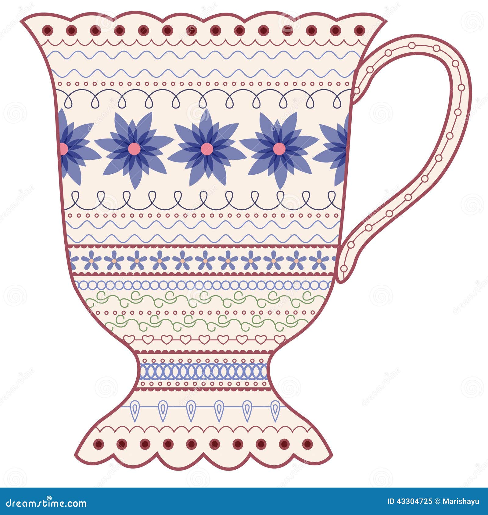 Vintage cup stock vector. Illustration of floral, isolated - 43304725