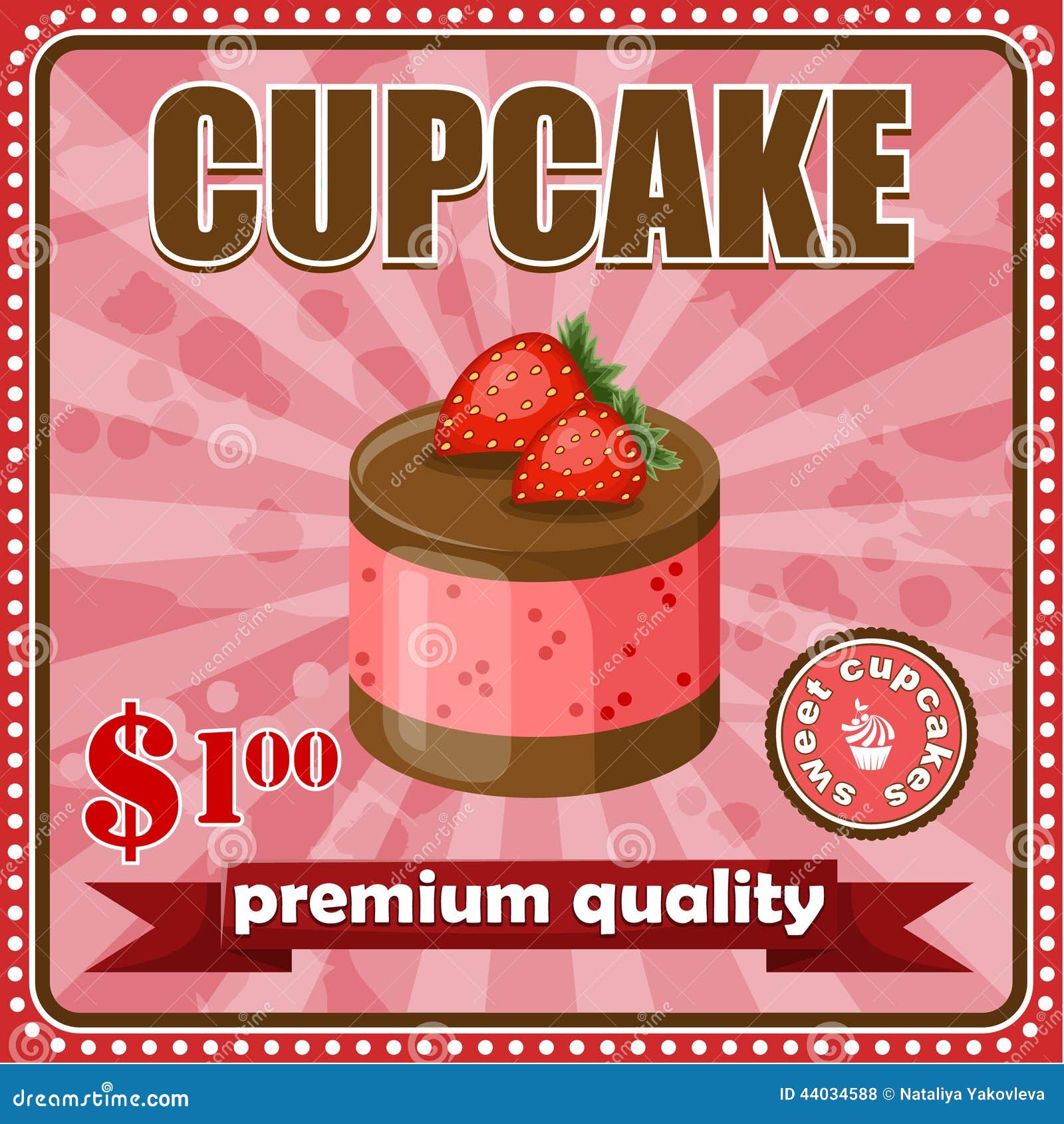 Vintage cupcake poster stock vector. Illustration of holiday - 44034588