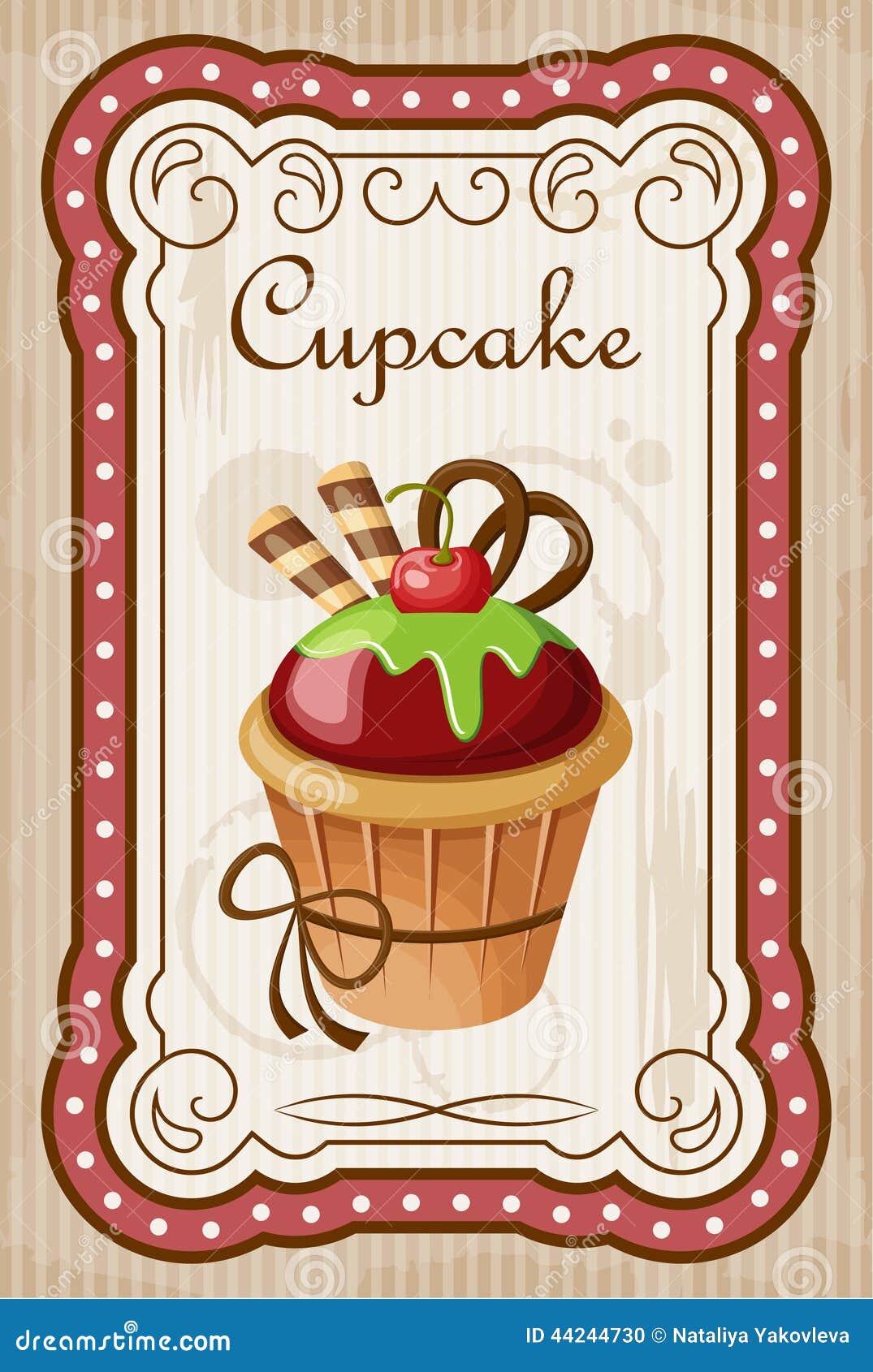 Vintage cupcake poster. stock vector. Illustration of celebrate - 44244730