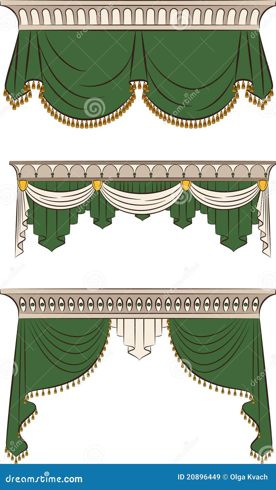 The vintage curtain. stock vector. Illustration of green - 20896449