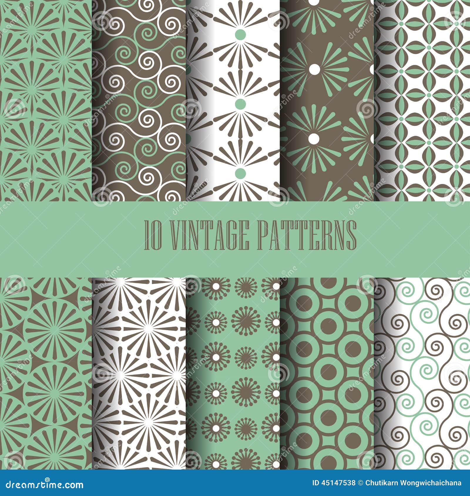 Vintage Curve Pattern Set 1 Stock Illustration - Illustration of repeat ...