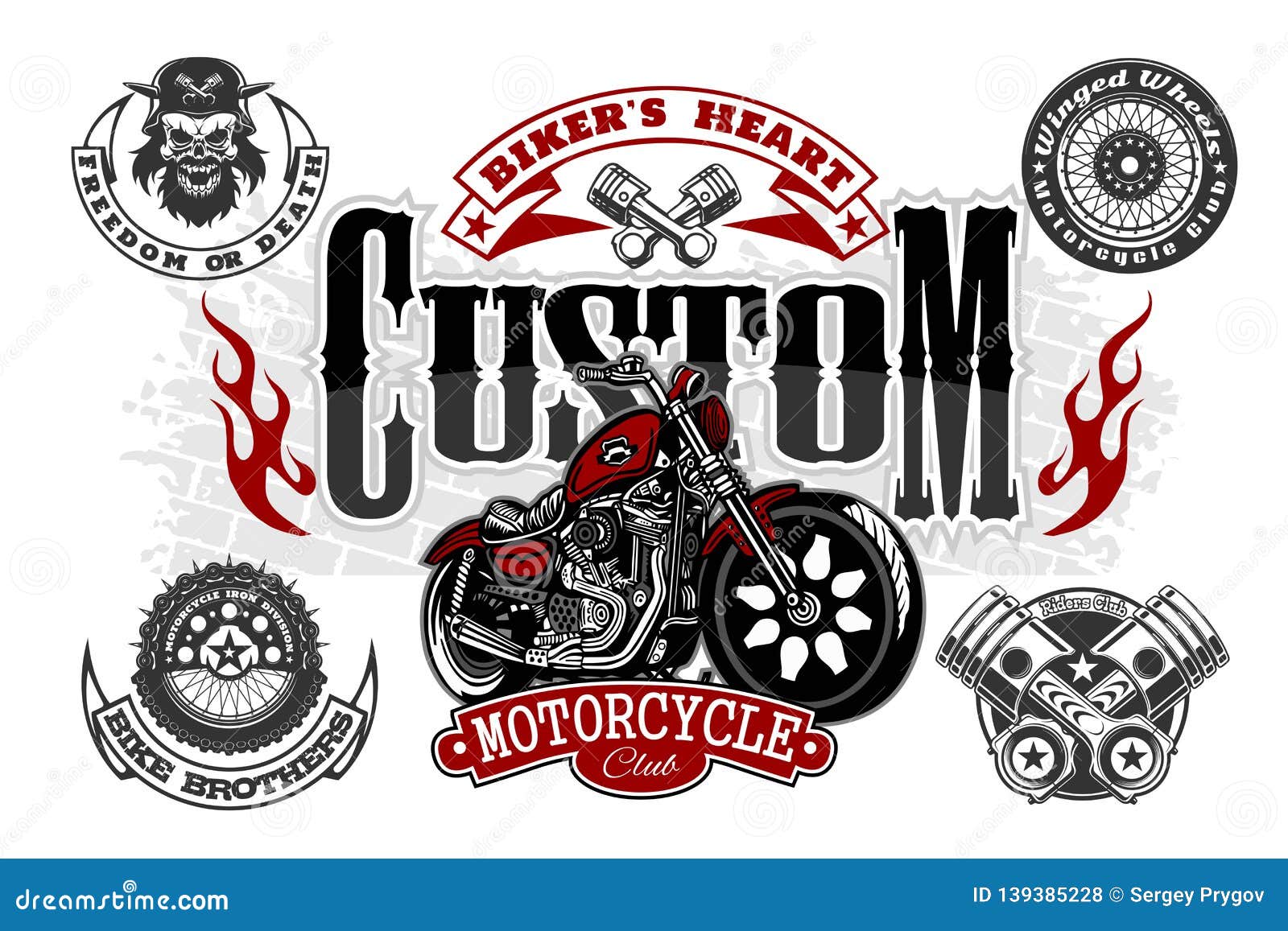 Vintage Custom Motorcycle Label. Original Quality Design on White Stock ...