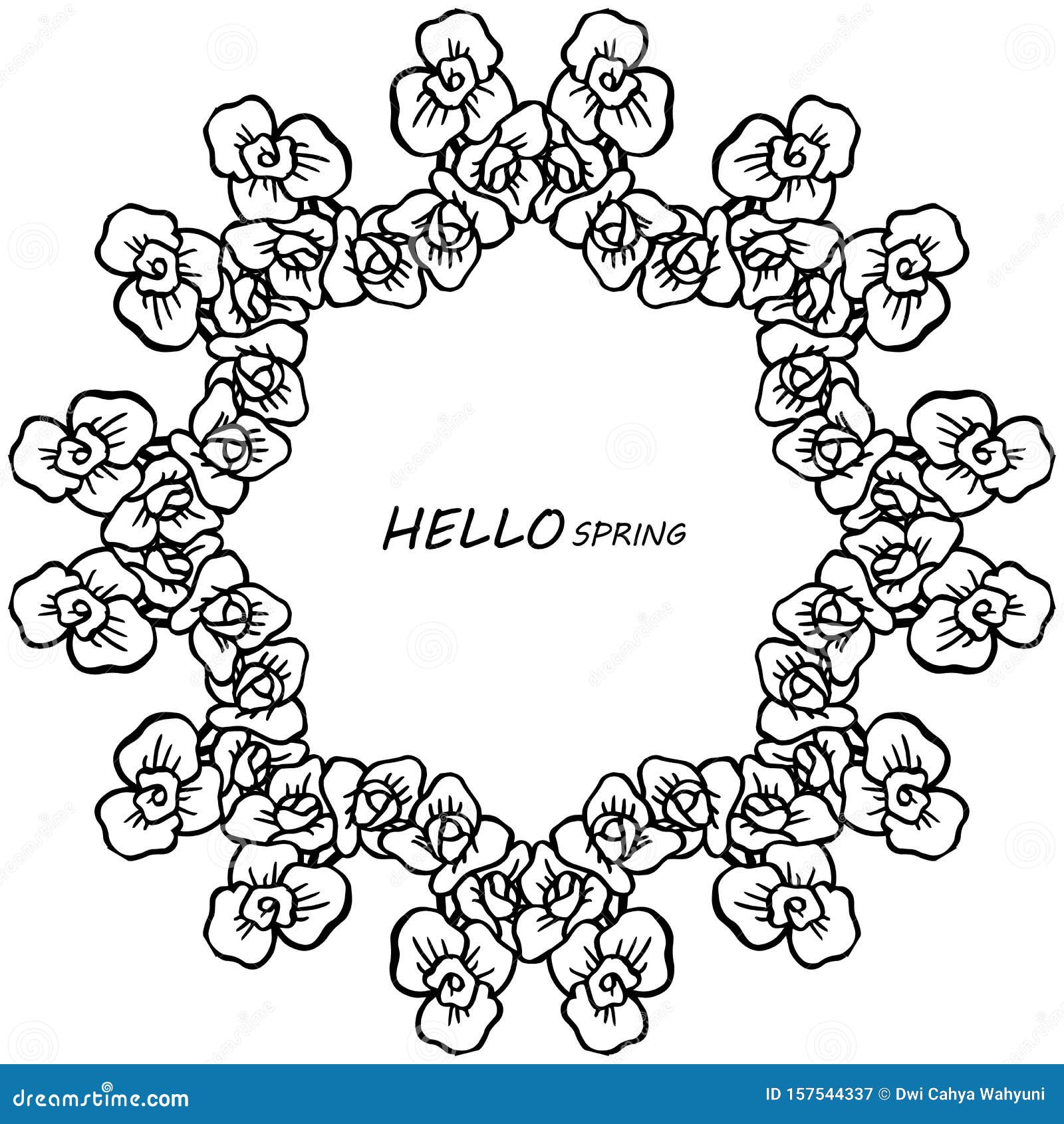 Vintage Cute Leaf Floral Frame, for Handwritten Text Hello Spring ...