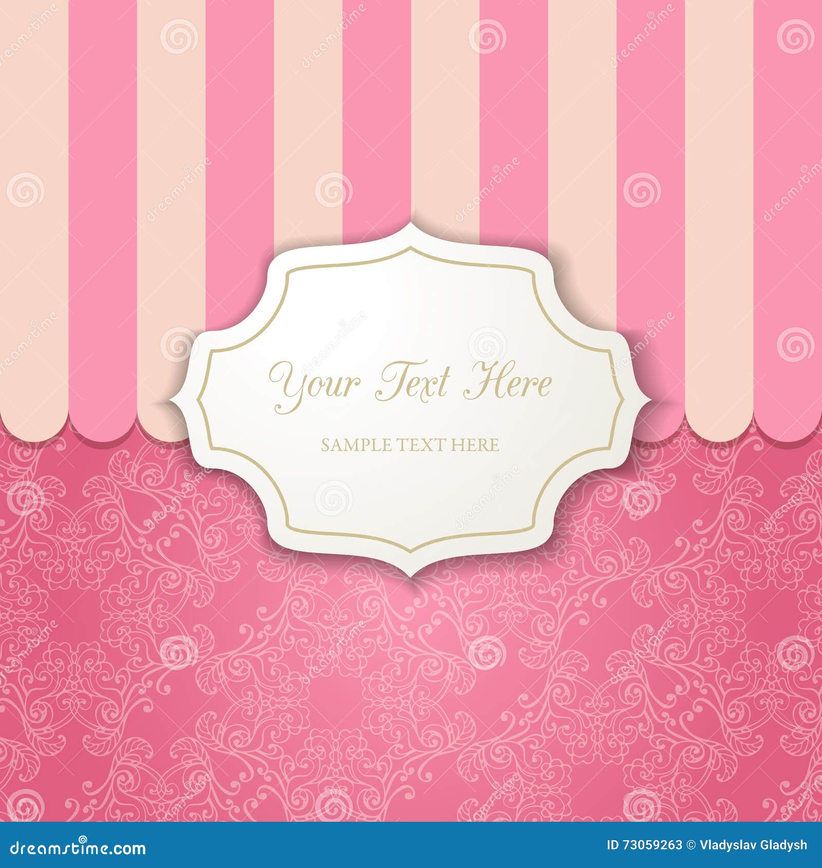 Vintage Cutout Frame Shadow Striped Pink Background Stock Illustrations ...