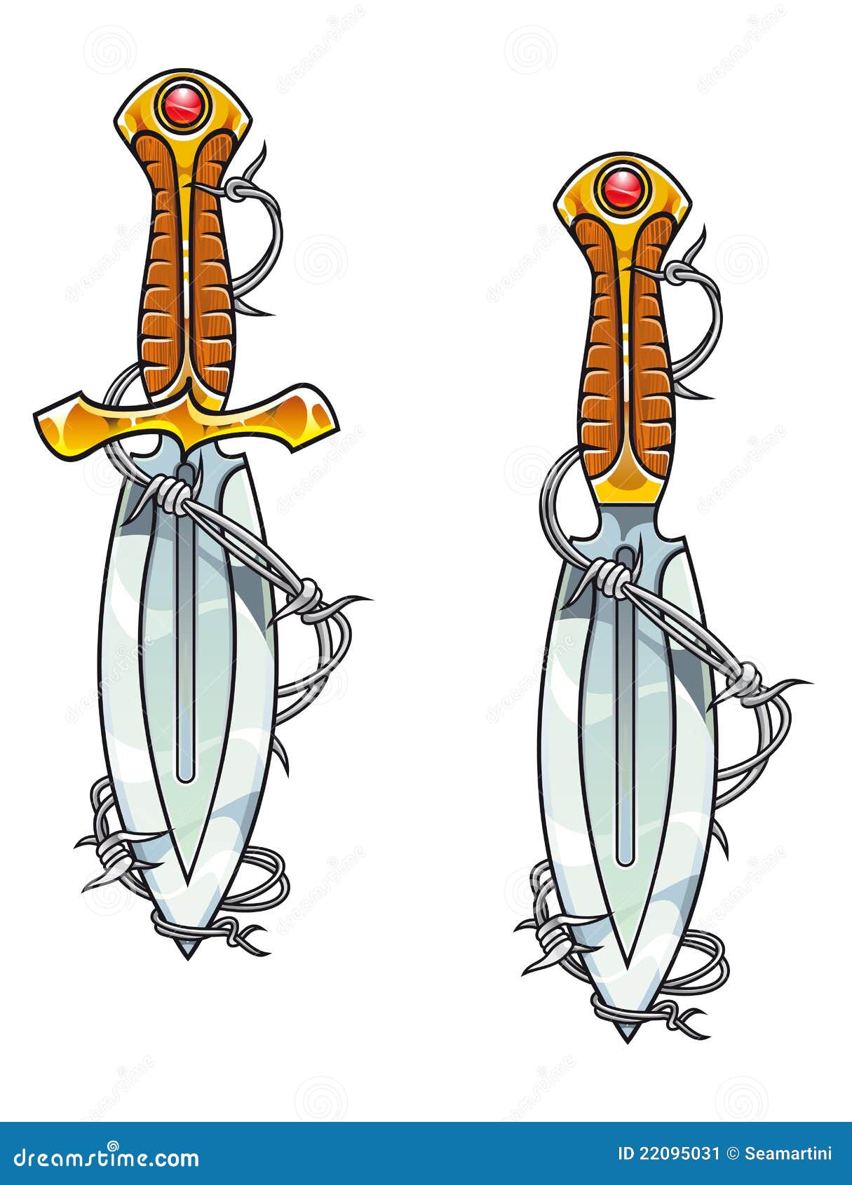 Vintage Dagger with Barbed Wire Stock Vector - Illustration of ...