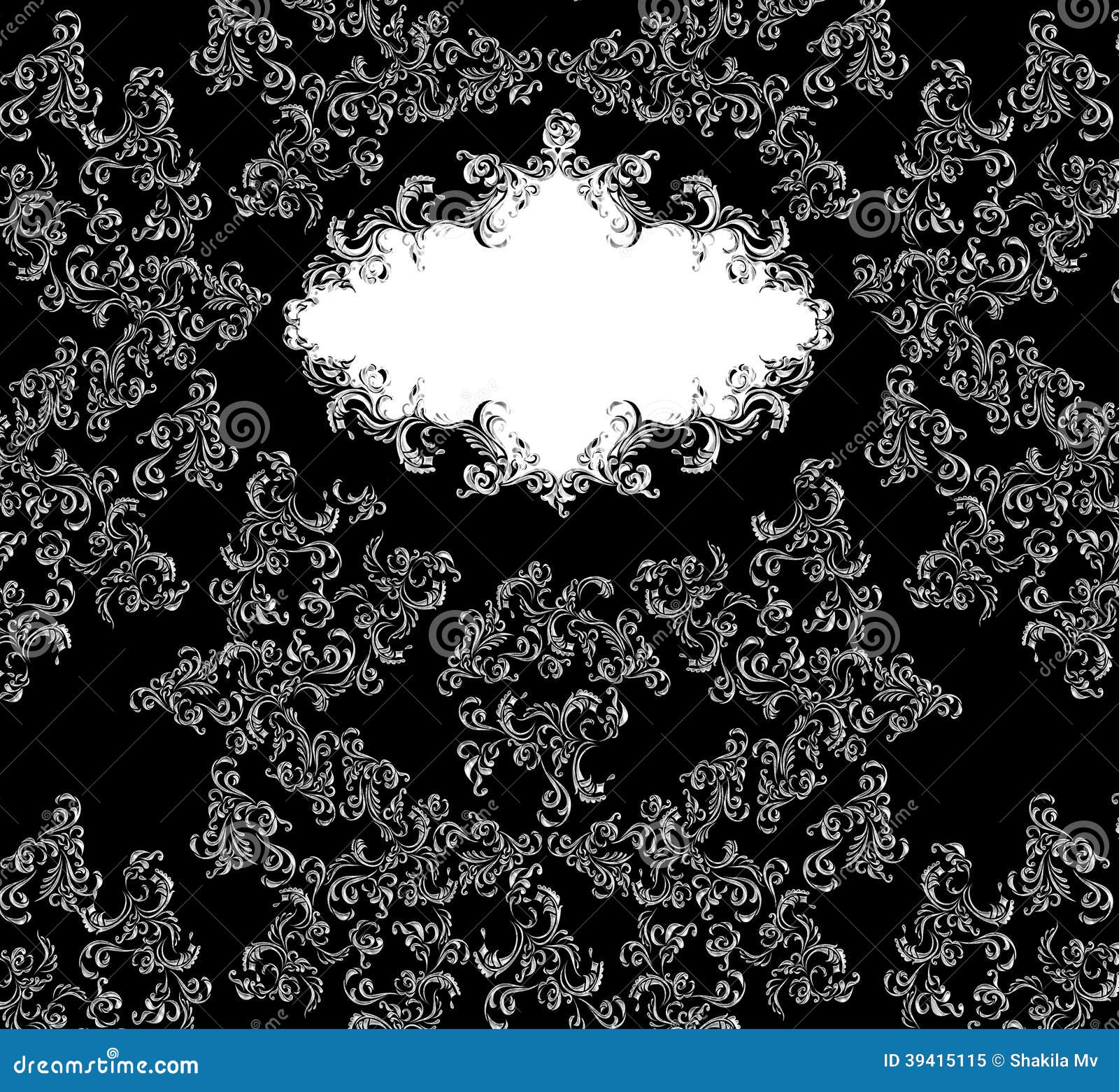 Vintage Damask Floral Banner Stock Illustration - Illustration of curly ...