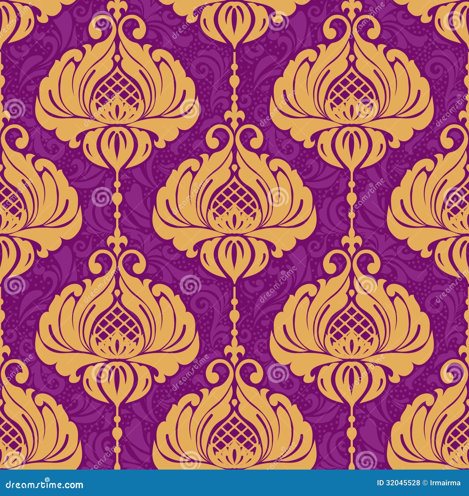 Vintage Damask Pattern Set Vector. Old 30s Style Decoration Textures ...