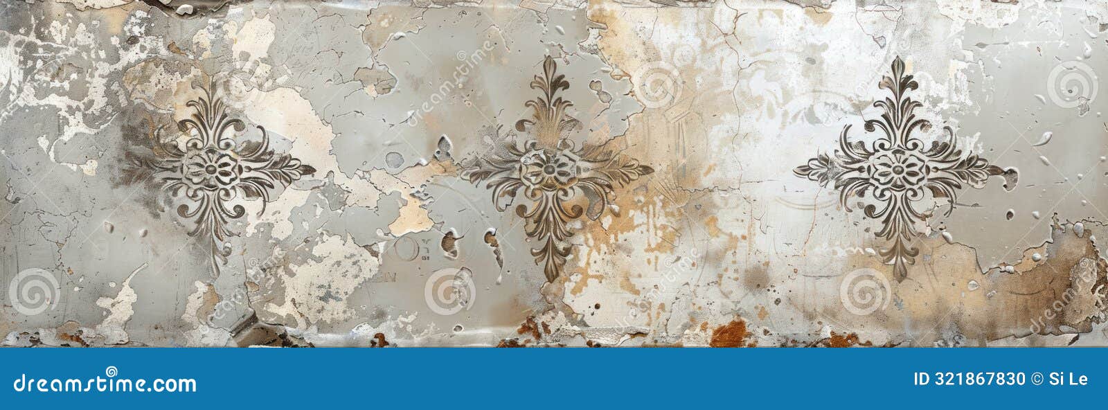 Vintage Damask Patchwork Stone Wall Texture with Floral Pattern ...