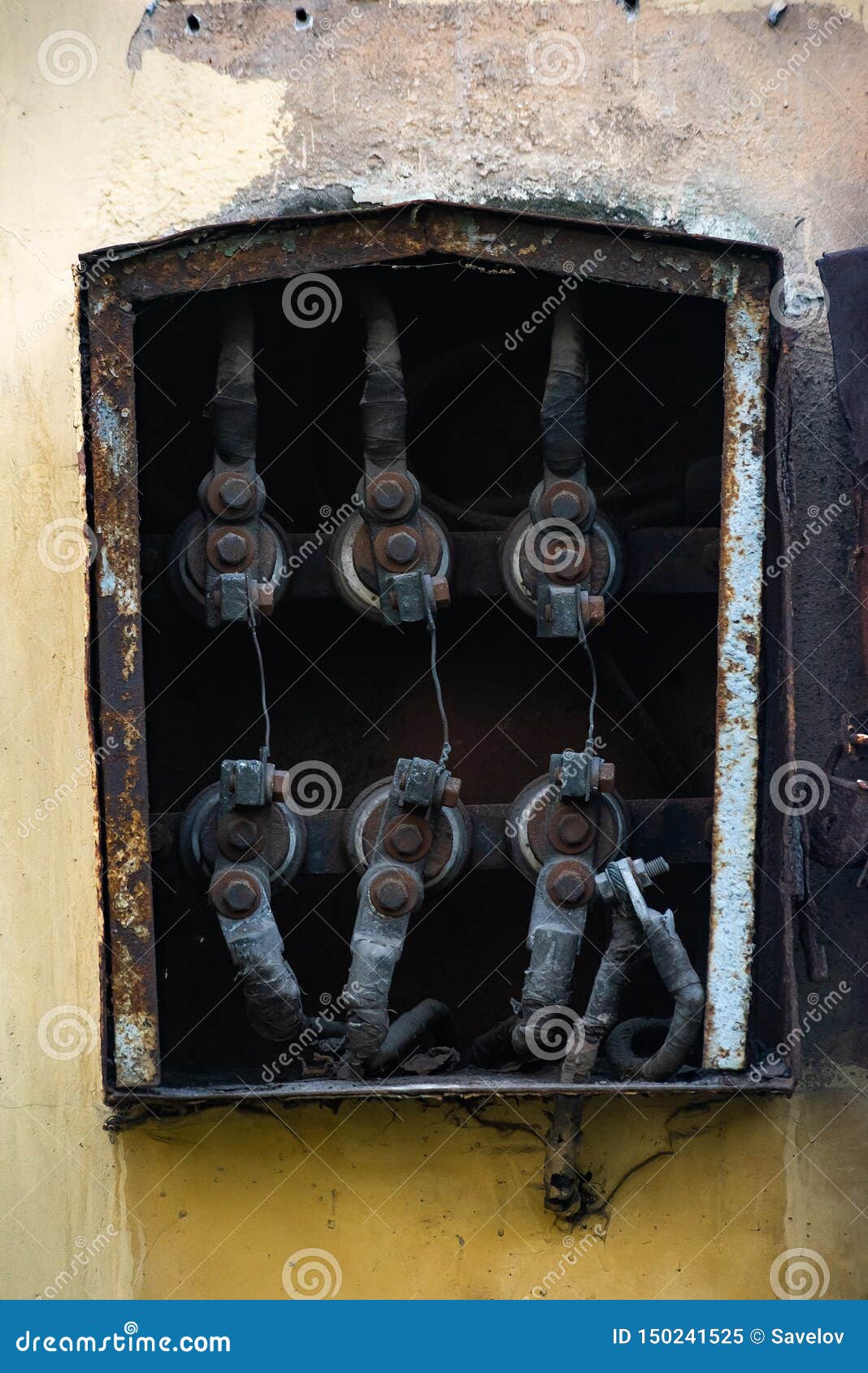 Vintage Dark Electrical Box on the Facade Stock Image - Image of ...