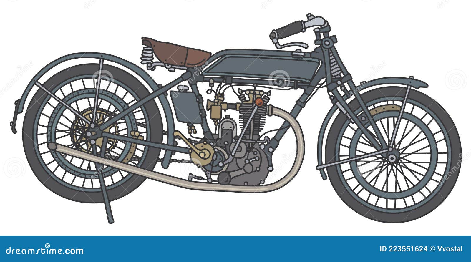 The Vintage Dark Green Motorcycle Stock Vector - Illustration of heavy ...