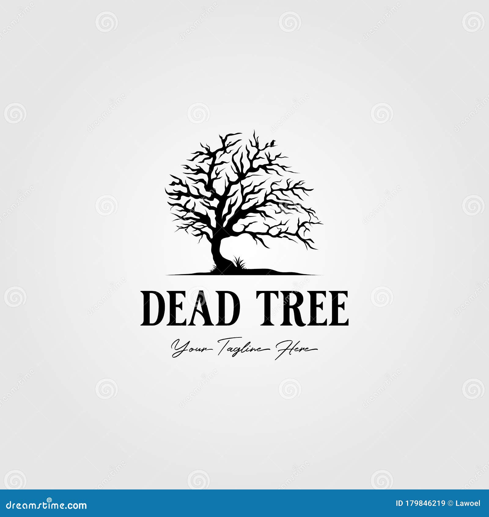 Vintage Dead Tree Logo , Alone Bird Silhouette Design Illustration ...