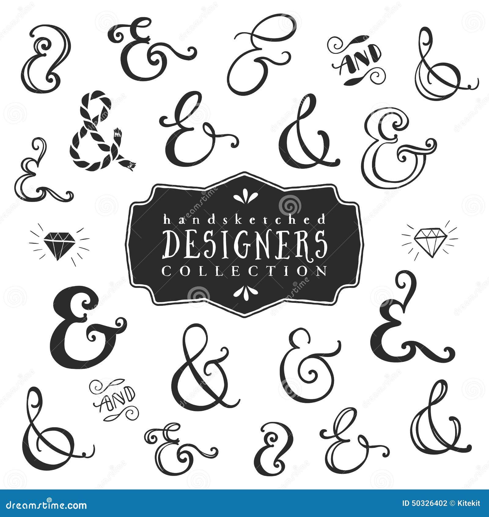 Vintage Decorative Ampersands Collection. Hand Drawn Vector Stock ...