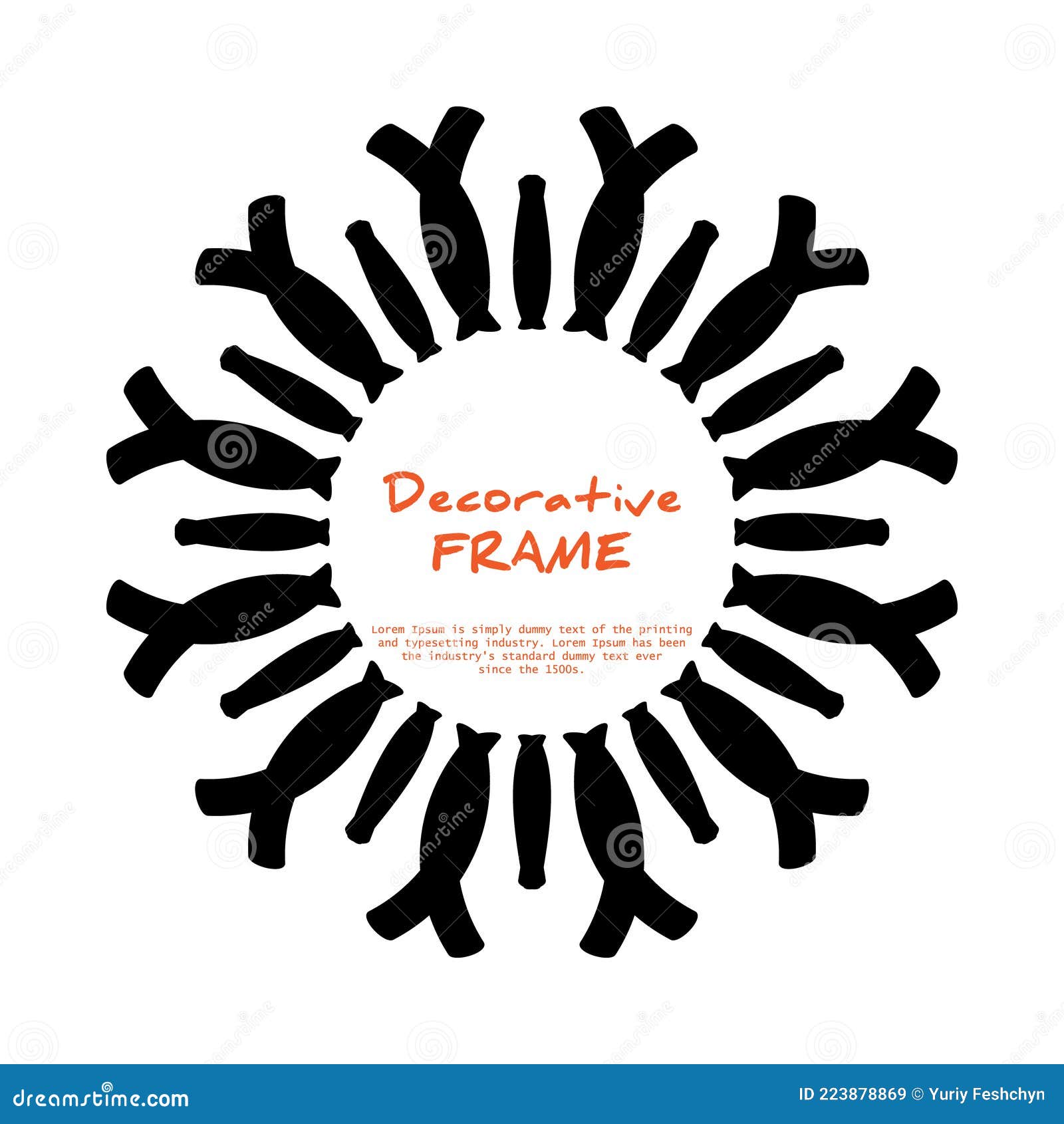 Vintage Decorative Black Frame, Stylized Sun Rays Element. Vector ...