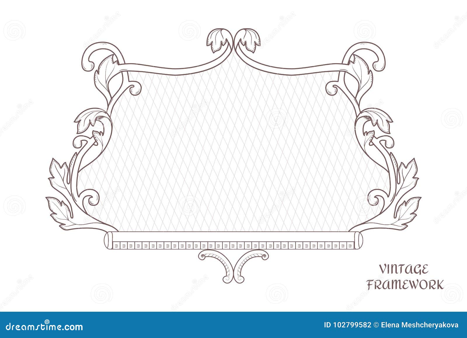 Vintage Decorative Colligraphic Frame of Rectangular Shape, the ...