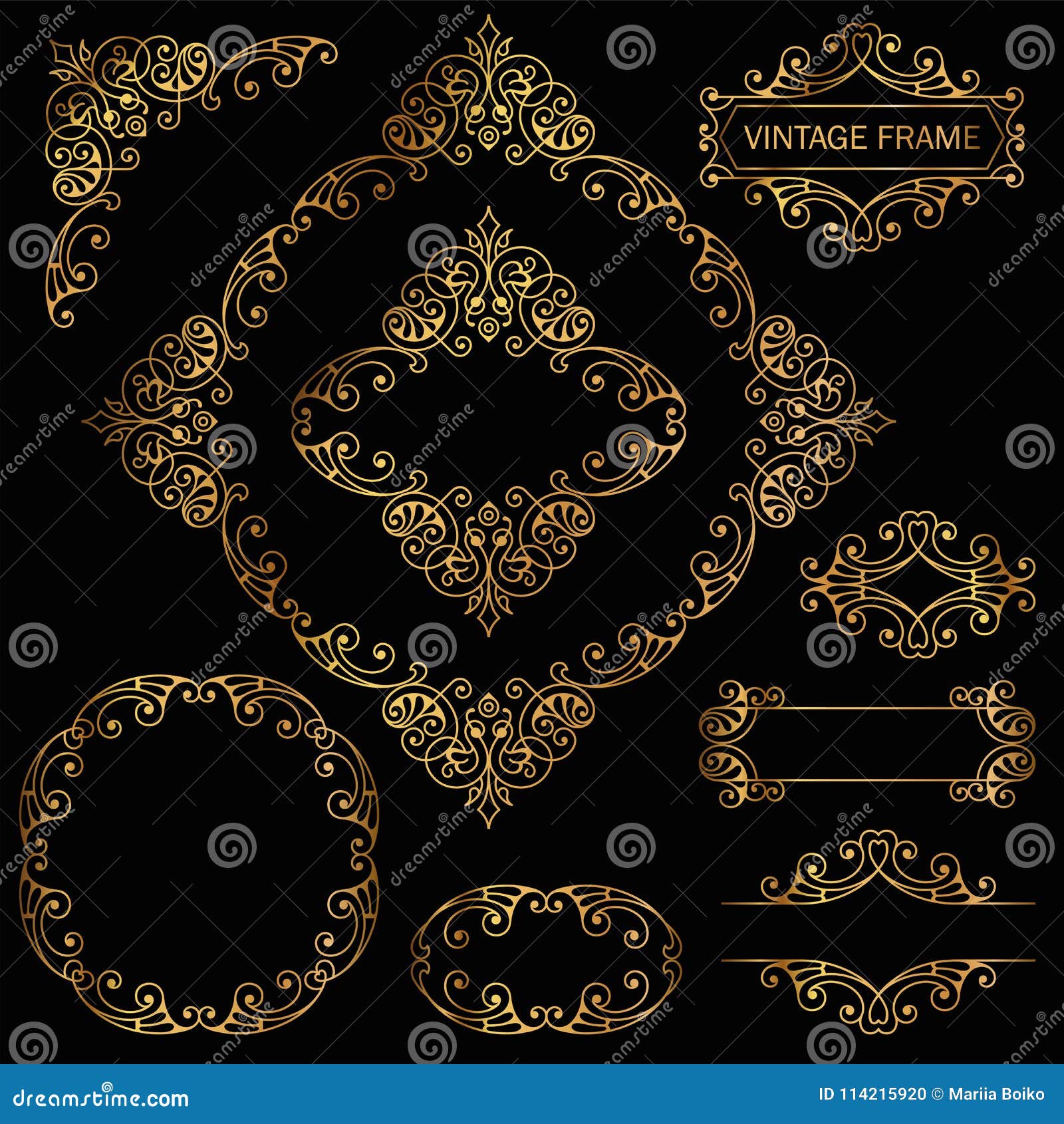 Vintage Decorative Element Gold Set Stock Vector - Illustration of ...