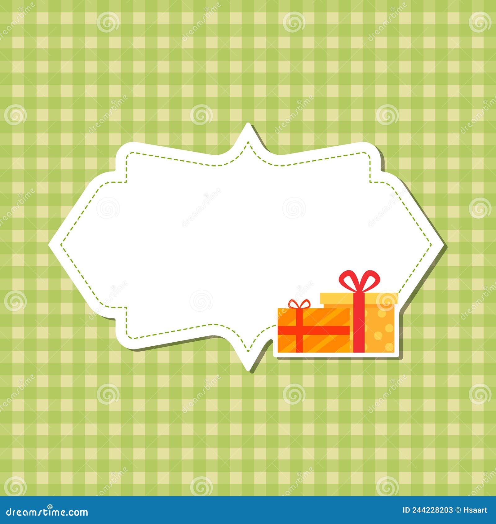 Vintage Decorative Frame with Flat Gift Box Stock Vector - Illustration ...