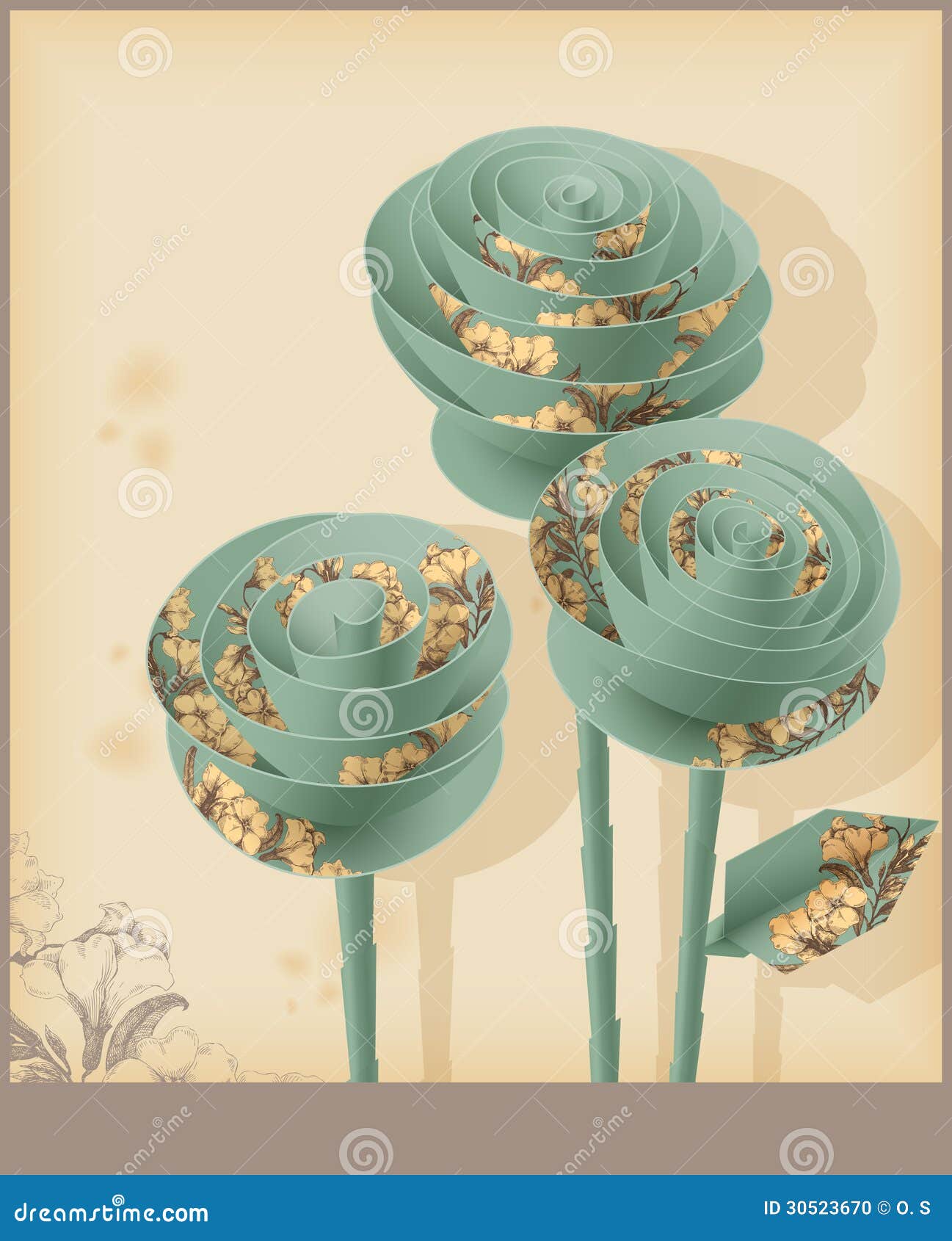 Vintage Decorative Paper Roses Stock Illustrations – 7,798 Vintage ...