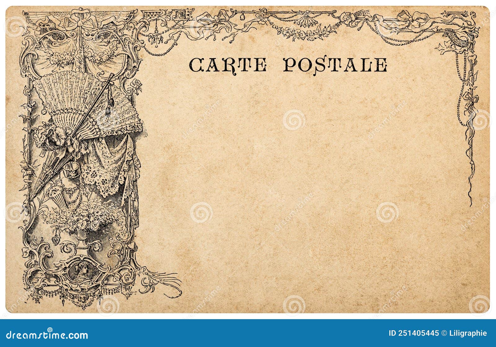 Vintage Decorative Postcard. Old Paper Background Stock Image - Image ...