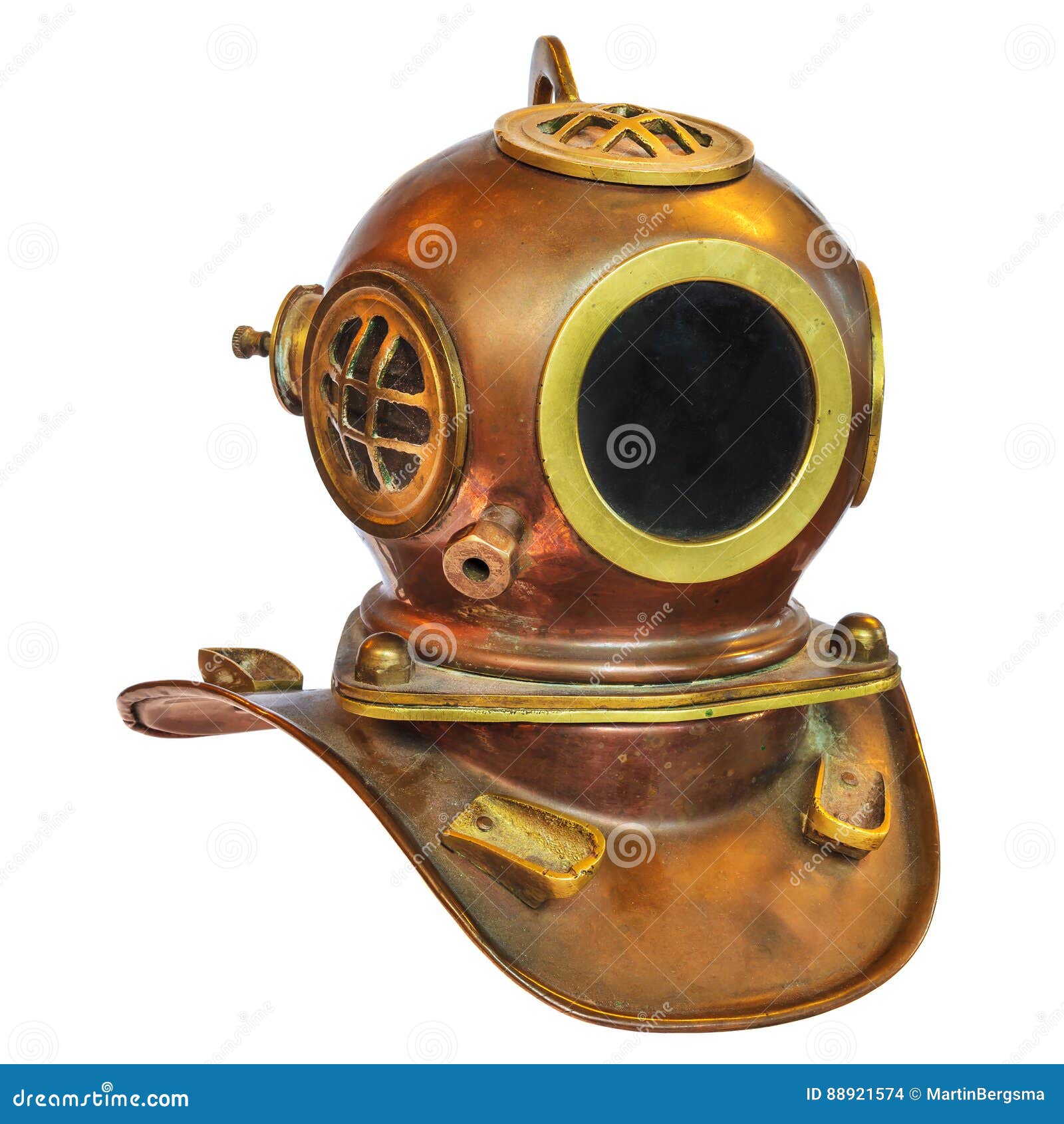 Vintage Deep Sea Diving Helmet Isolated on White Stock Photo - Image of ...