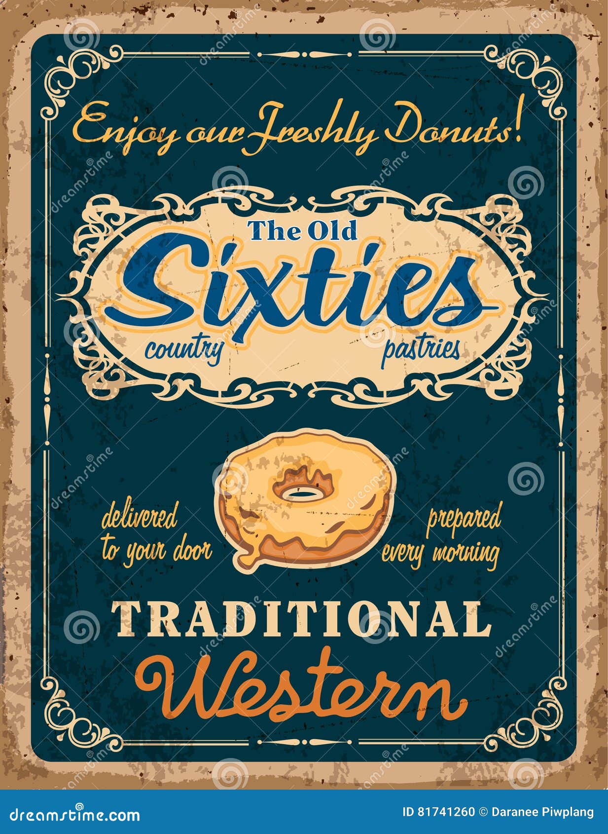 Vintage 44 del cartel ilustración del vector. Ilustración de icing ...