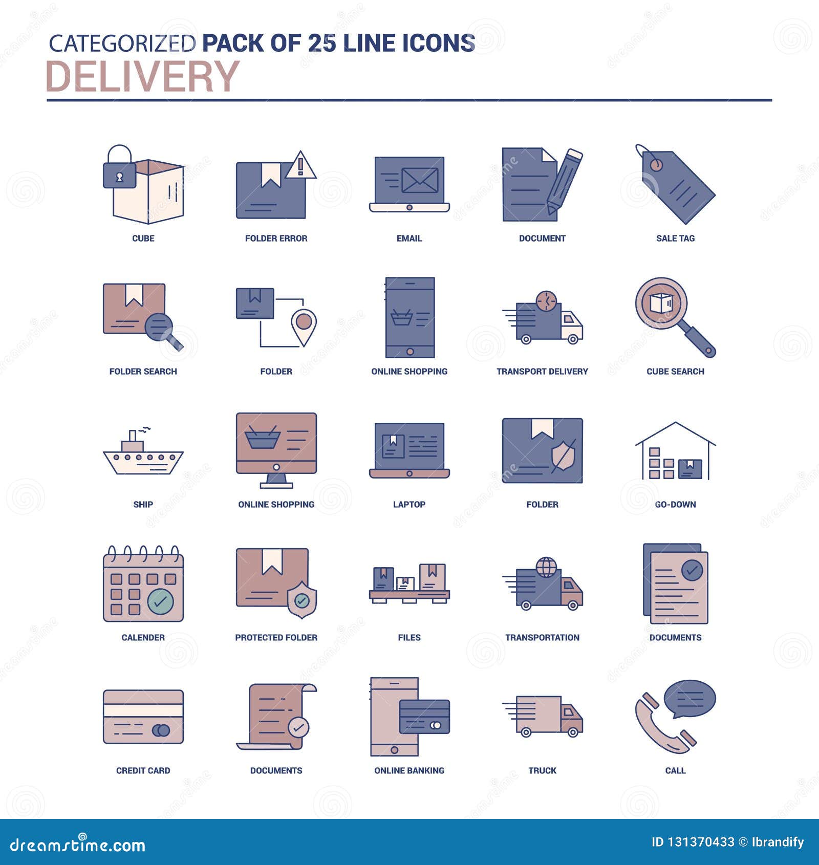 Vintage Delivery Icon Set - 25 Flat Line Icon Set Stock Vector ...