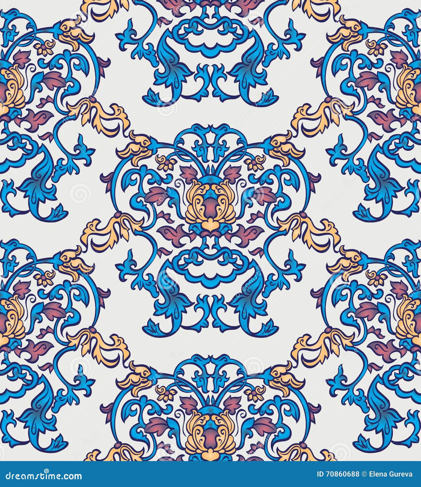 Vintage Design Element in Eastern Style. Vector Seamless Pattern with ...