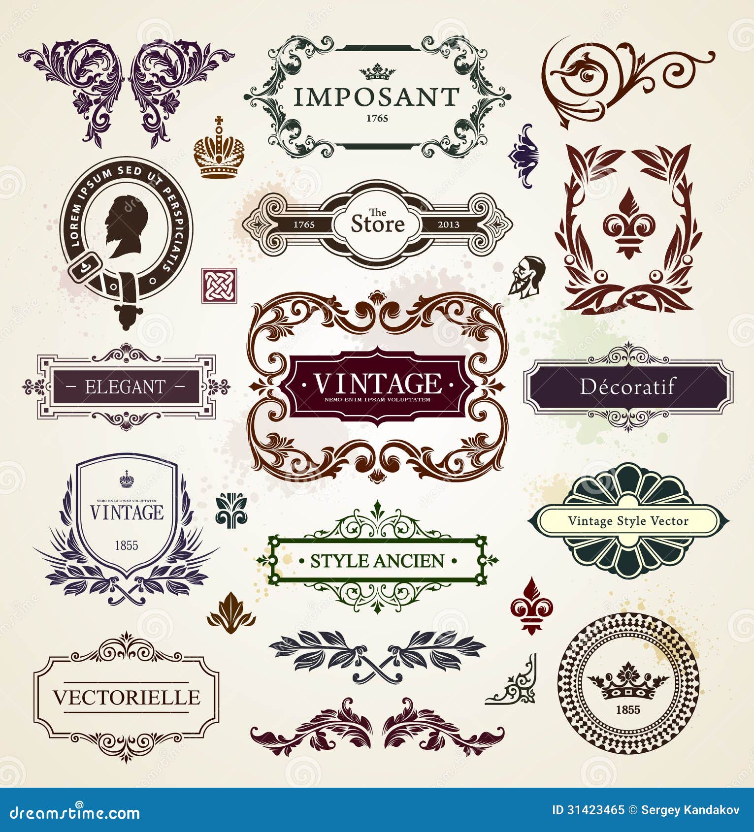 Vintage design elements stock vector. Illustration of ornamental - 31423465