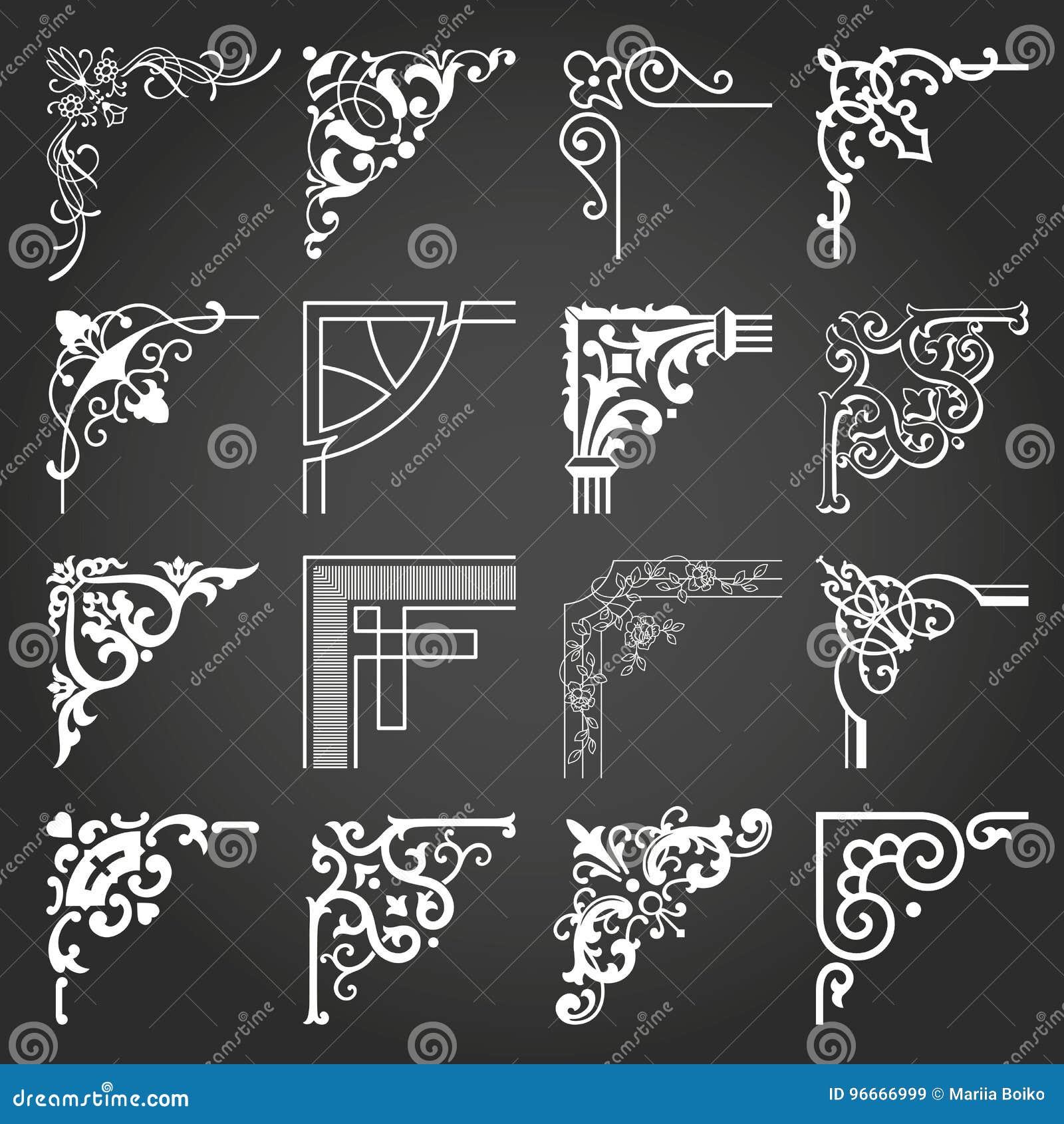 Vintage Design Elements Corners and Borders Set 2 Stock Vector ...