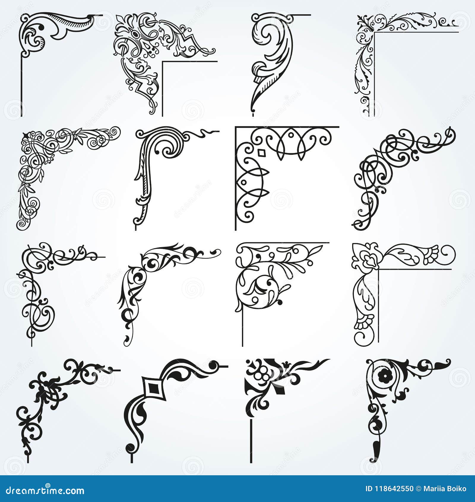 Vintage Design Elements Corners and Borders Set 2 Stock Vector ...