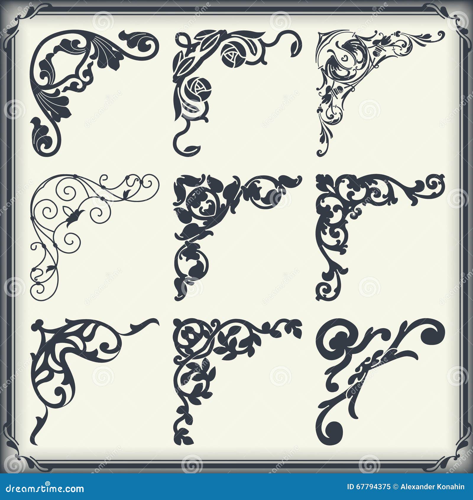 Vintage Design Elements Corners Stock Vector - Illustration of vector ...