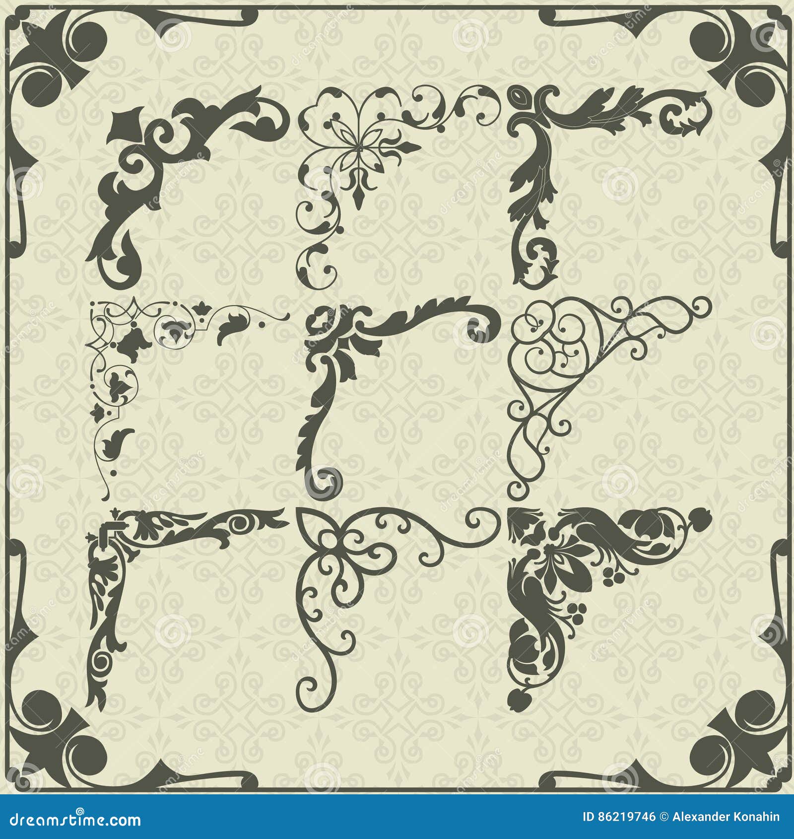 Vintage Design Elements Corners Stock Vector - Illustration of vector ...