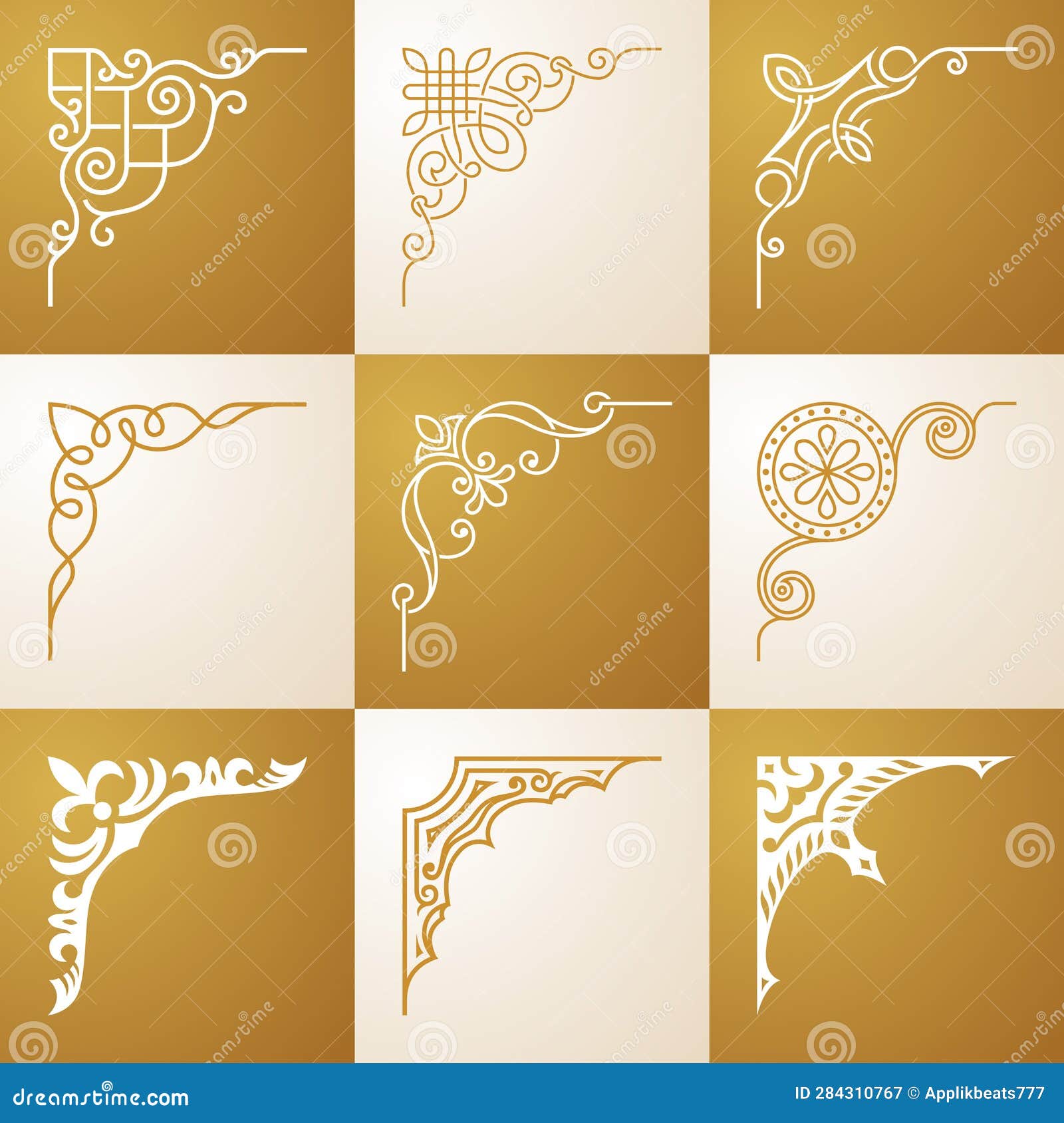 Vintage Design Elements Corners Vector Set Stock Vector - Illustration ...