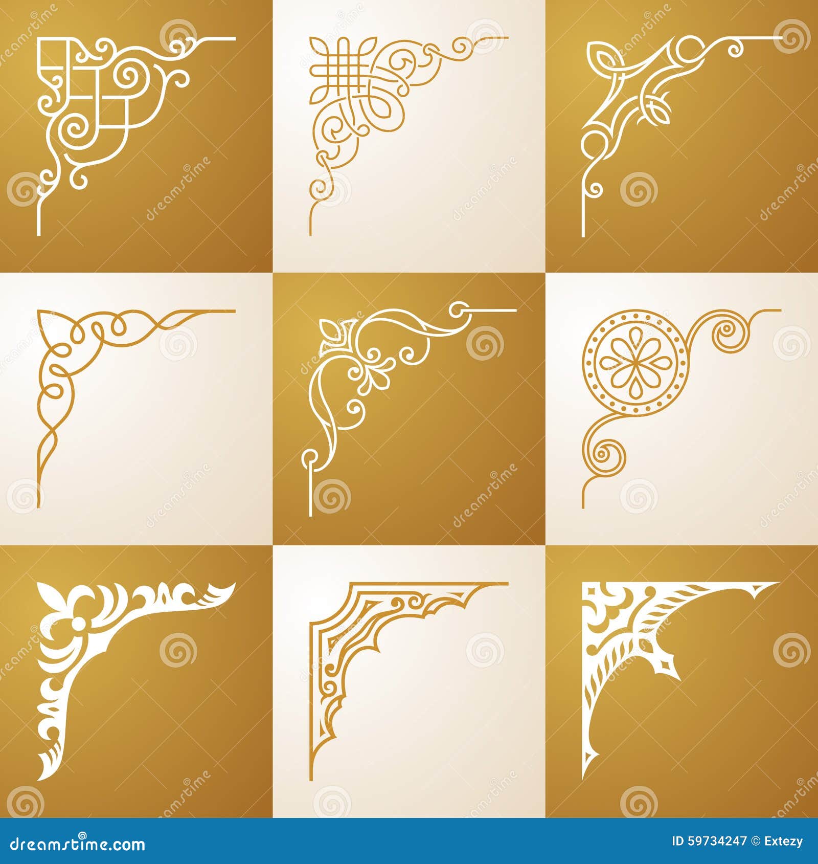 Vintage Design Elements Corners Vector Set Stock Vector - Illustration ...