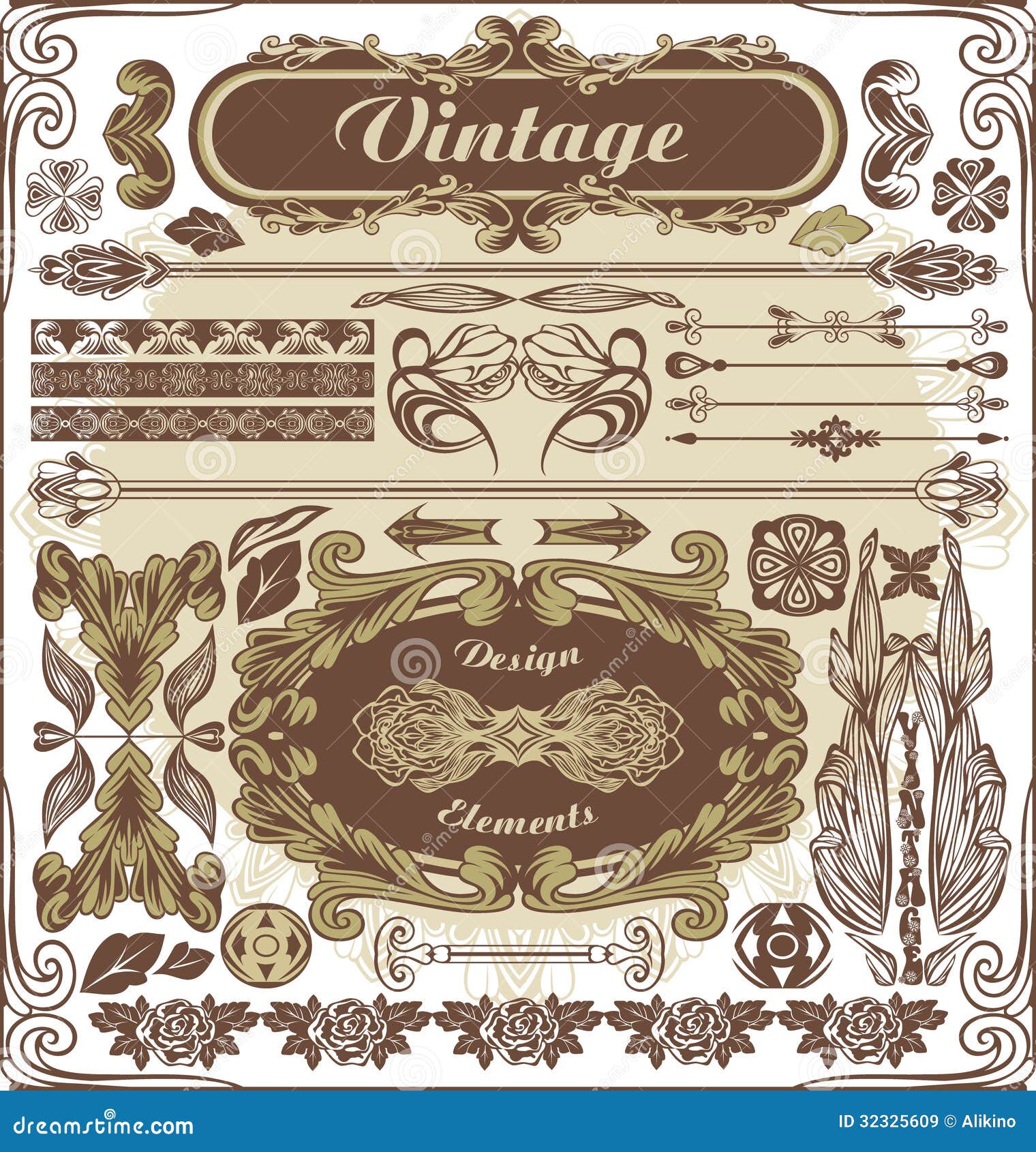Vintage design elements stock illustration. Illustration of page - 32325609