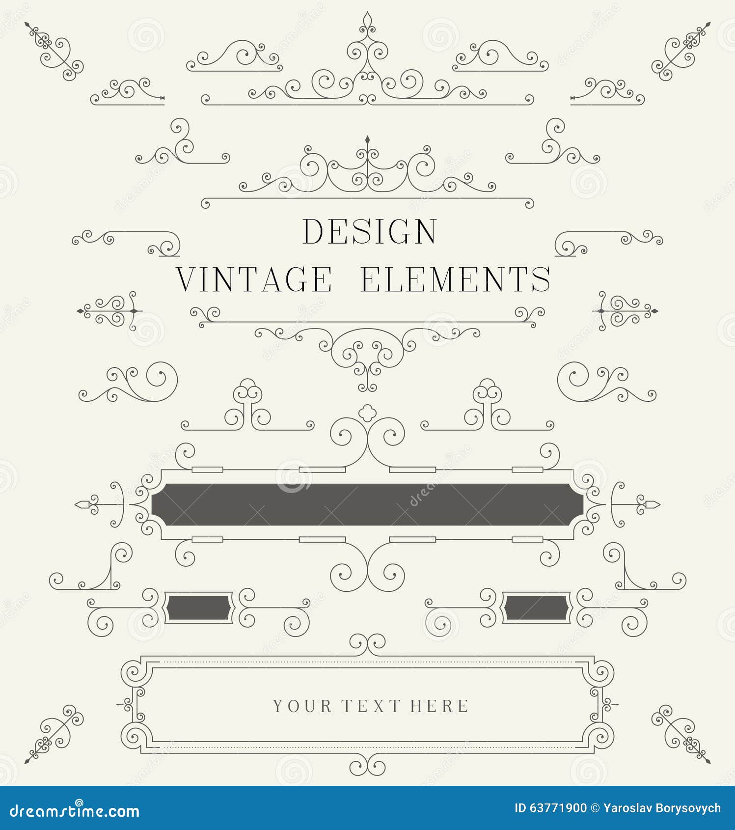 Vintage Design Template, Borders, Retro Elements, Frame, for Invitation ...