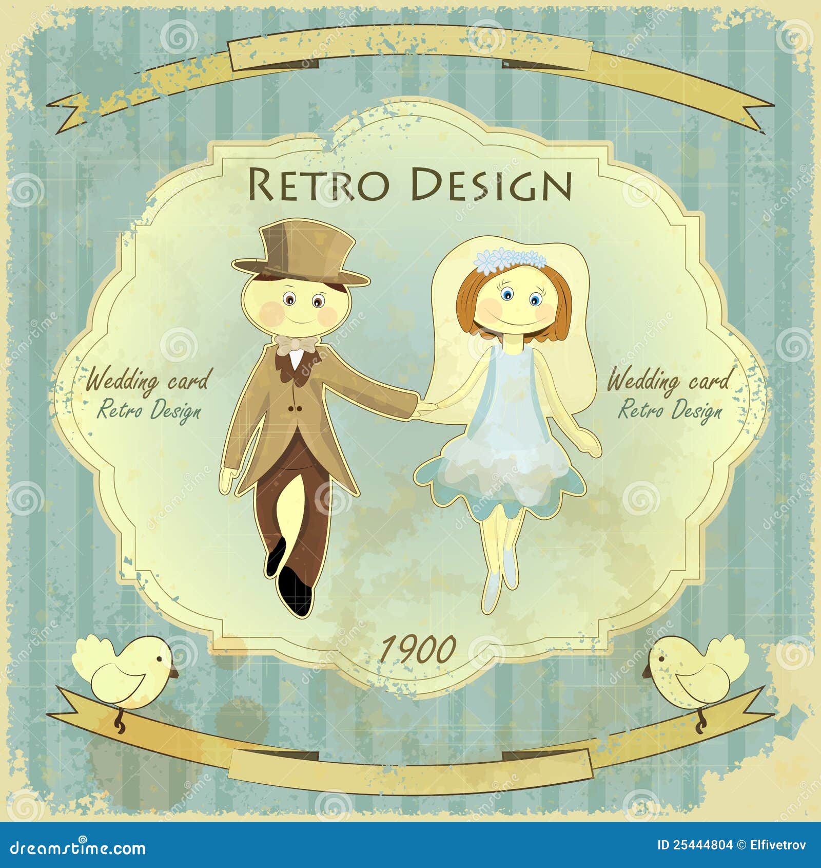 Vintage Design Wedding Card Stock Vector - Illustration of invitation ...